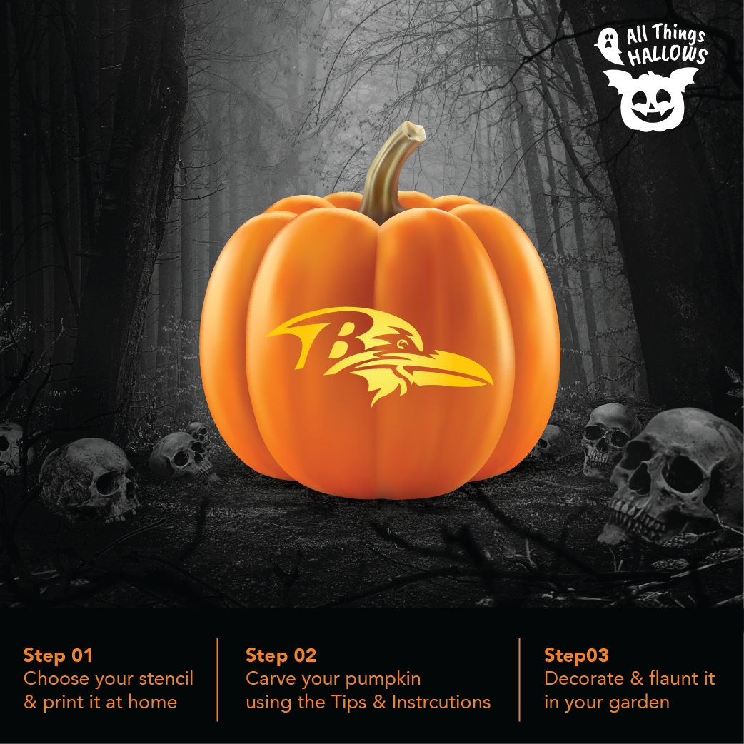 Baltimore Ravens Pumpkin Stencil - Allthingshallows.com – AllThingsHallows