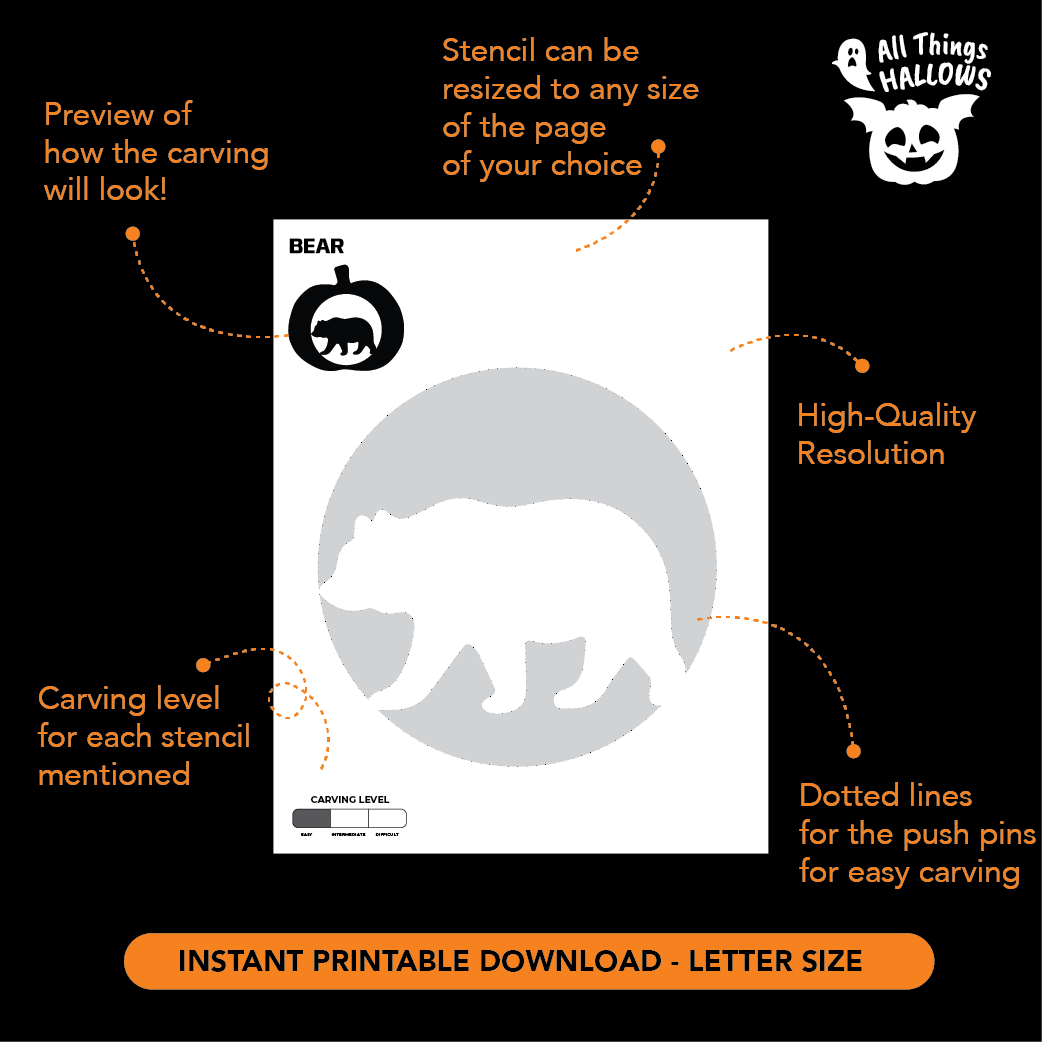 Bear Pumpkin Stencil - Allthingshallows.com – AllThingsHallows