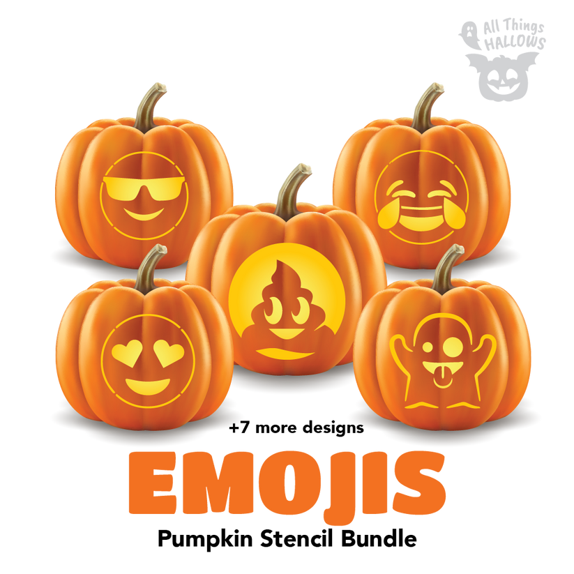 Emoji Pumpkin Stencil Bundle - Allthingshallows.com – AllThingsHallows