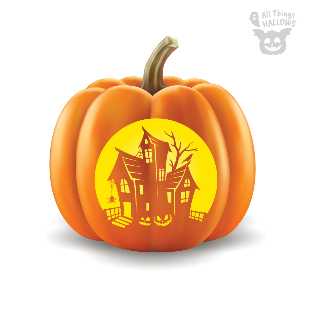 Haunted House Pumpkin Stencil - Allthingshallows.com – AllThingsHallows