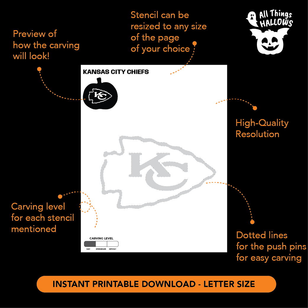 Kansas City Chiefs Pumpkin Stencil - Allthingshallows.com ...