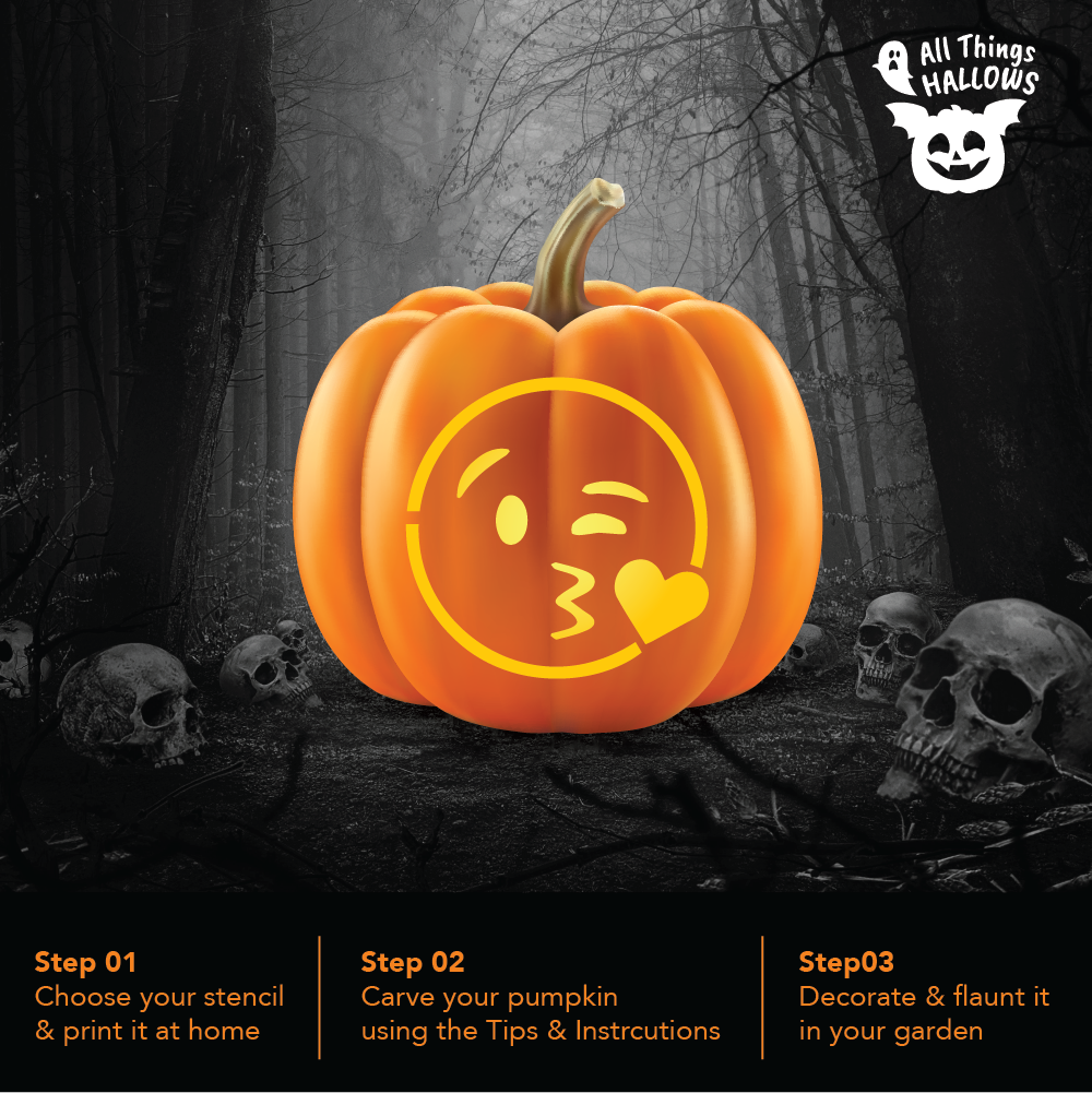 Kissing Heart Emoji Pumpkin Stencil - Allthingshallows.com ...