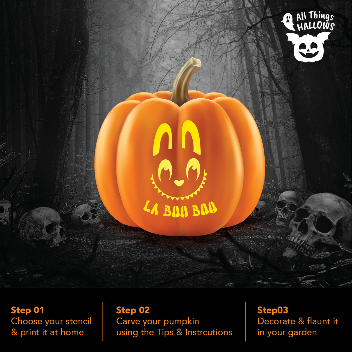 La Boo Boo Pumpkin Stencil - Allthingshallows.com – AllThingsHallows