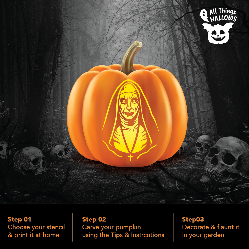 The Nun Pumpkin stencil - Allthingshallows.com – AllThingsHallows