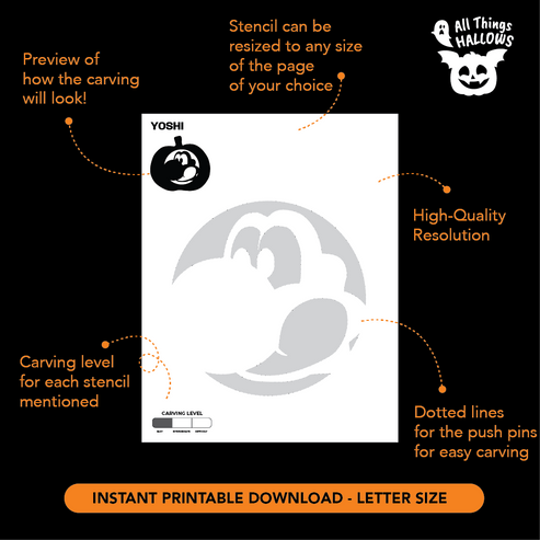 Yoshi Pumpkin Stencil - Allthingshallows.com – AllThingsHallows