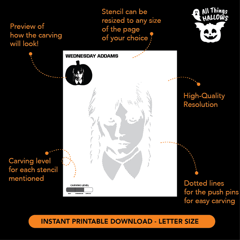 Amazing Wednesday Addams Pumpkin Stencil Photos