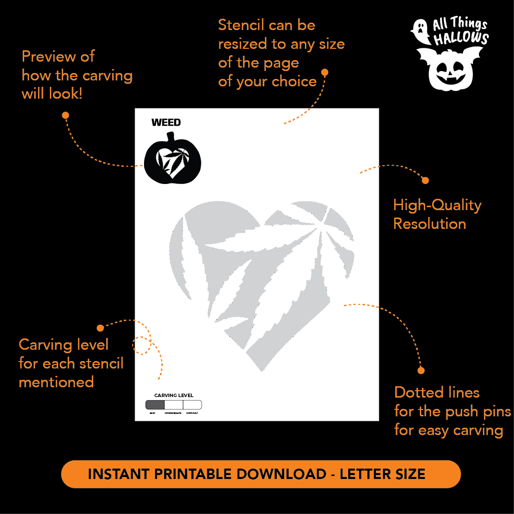 Weed Pumpkin Stencil - Allthingshallows.com – AllThingsHallows