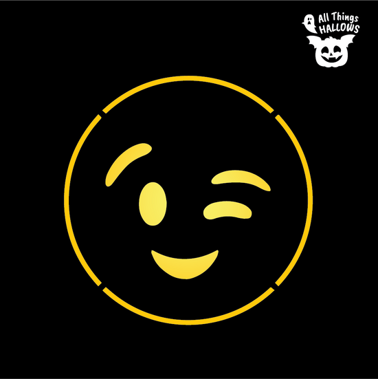 Winking Face Emoji Pumpkin Stencil - Allthingshallows.com ...